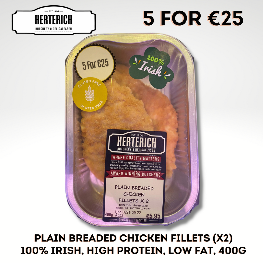 Plain Breaded Chicken Fillets (2 Pack) | 100% Irish | Herterich's ...